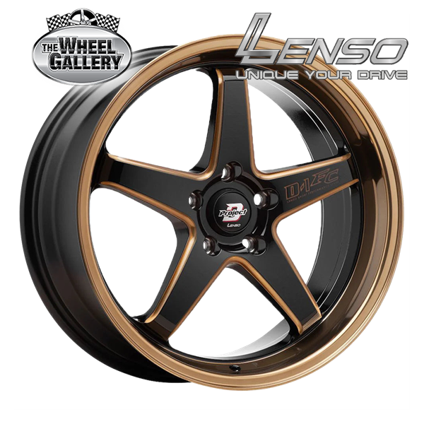 Lenso D-1Fc 18X8.5 5/114.3 35P D-1Fc Gloss Black Copper Milling — The Wheel Gallery
